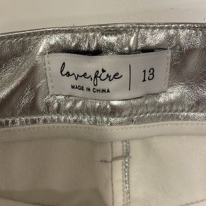 love, Fire | Pants & Jumpsuits | Nwt Love Fire Silver Metallic Zipper ...